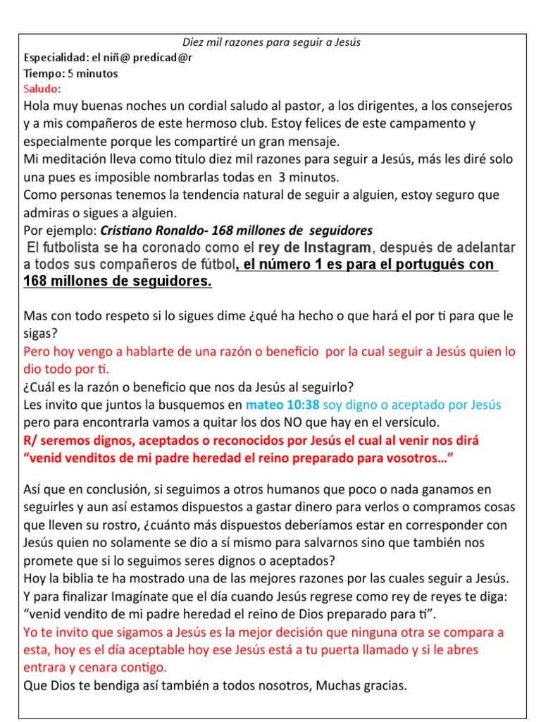 Diez Mil Razones para Seguir A Jesús | PDF