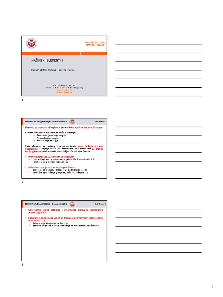 01 - Elementi Obrtnog Kretanja - Osovine I Vratila | PDF