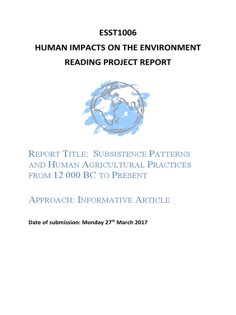 Subsistence Pattern-Reading Project | PDF
