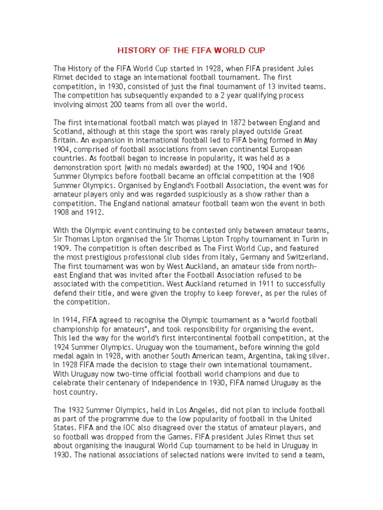 History of The Fifa World Cup | PDF | Fifa World Cup | Sports