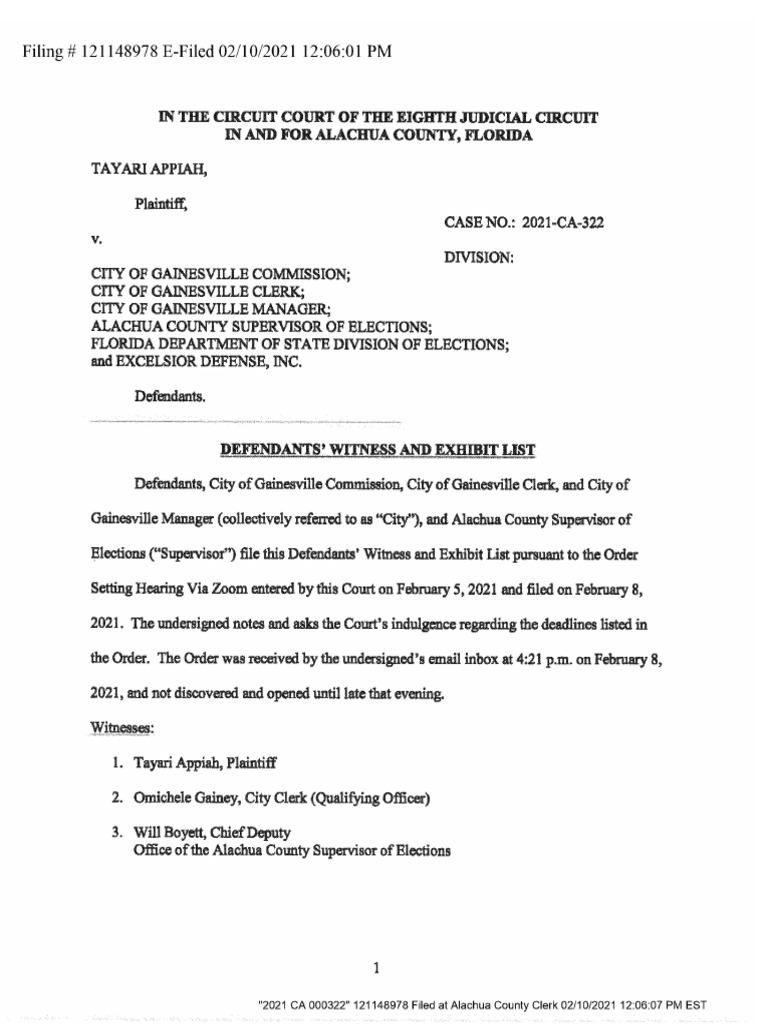 Defendant's Witness and Exhibition List | PDF