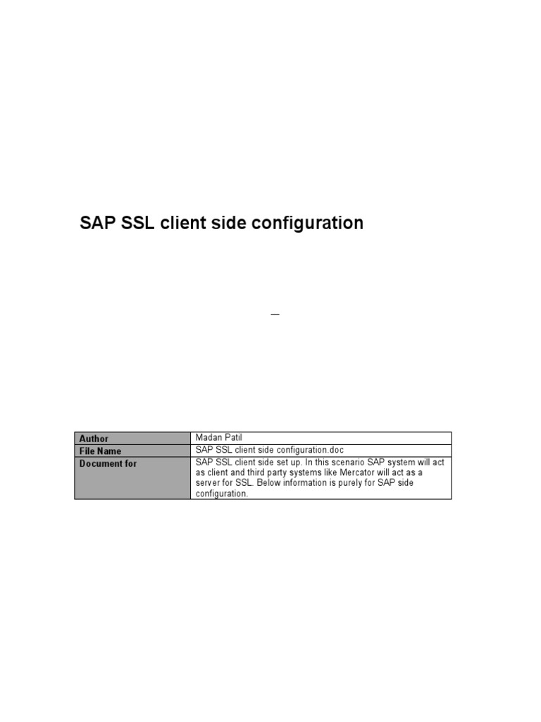 Sap Ssl Client Side Configuration Pdf
