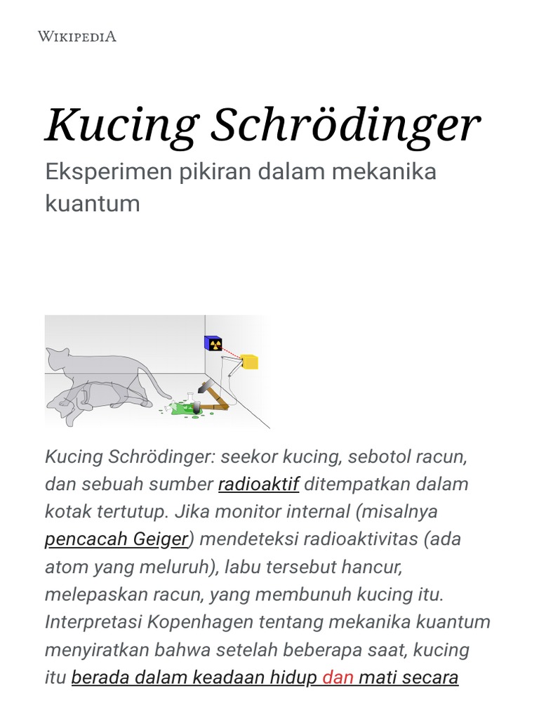 Kucing Schrödinger - Wikipedia Bahasa Indonesia, Ensiklopedia Bebas | PDF
