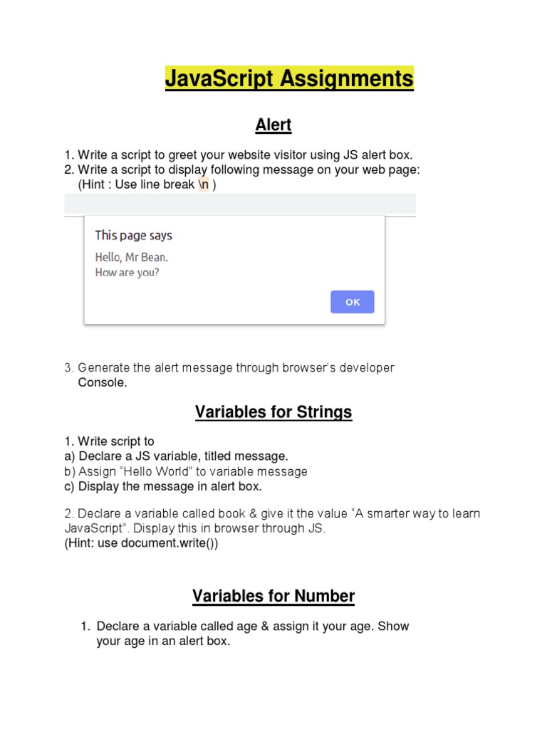 JavaScript Assignments | PDF | Array Data Structure | Java Script JavaScript Assignments | PDF | Array Data Structure | Java Script