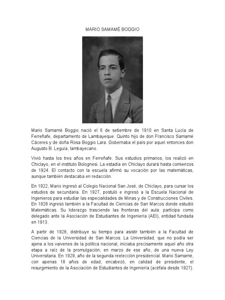 Perfil de vida y obra de Mario Samamé Boggio, destacado ingeniero de ...