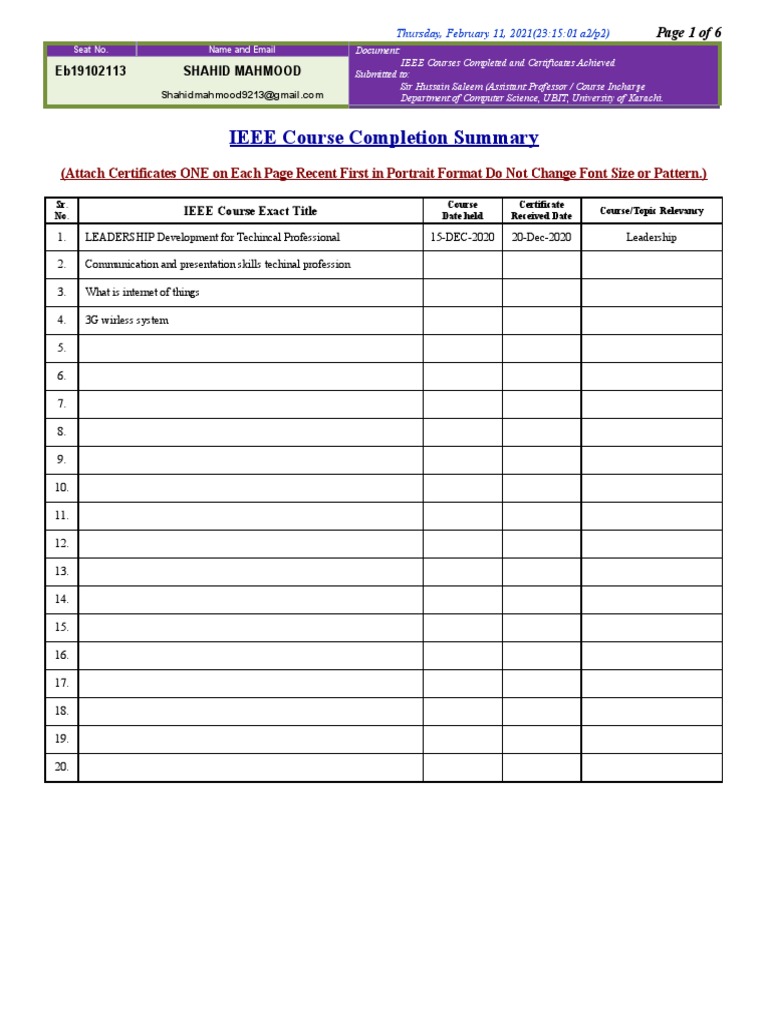 2020 Sir Hussain's IEEE Certificates Template 17122020 | PDF | Science ...
