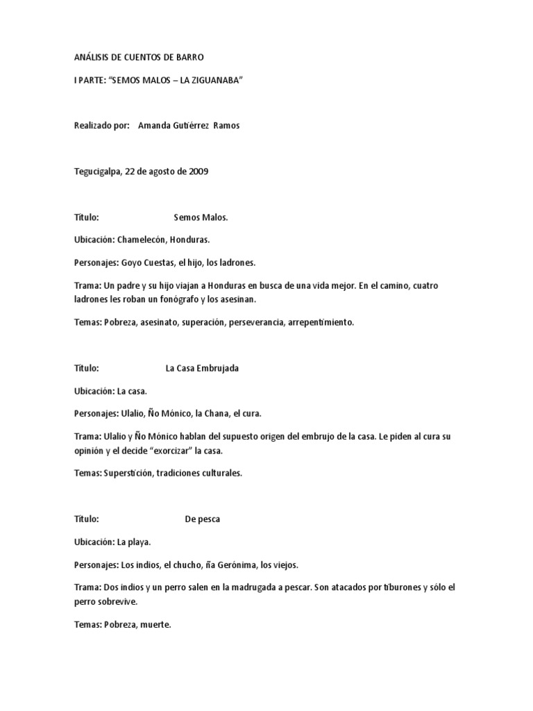 Análisis de Cuentos de Barro | PDF
