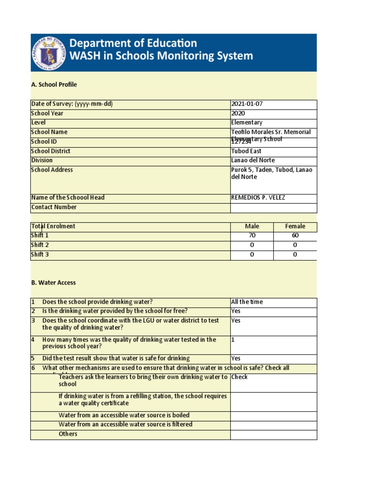 Deped School WinS-Monitoring-System | PDF | Wash | Sanitation