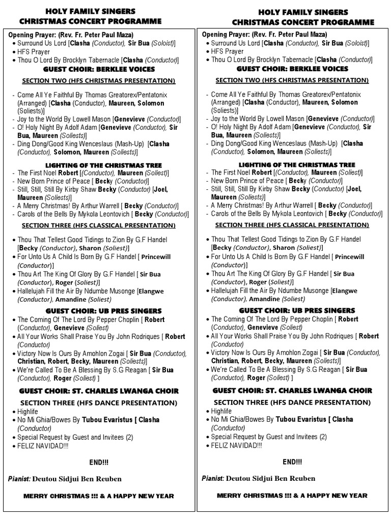 HFS Concert Program Audience | PDF | Christmas | Entertainment (General)