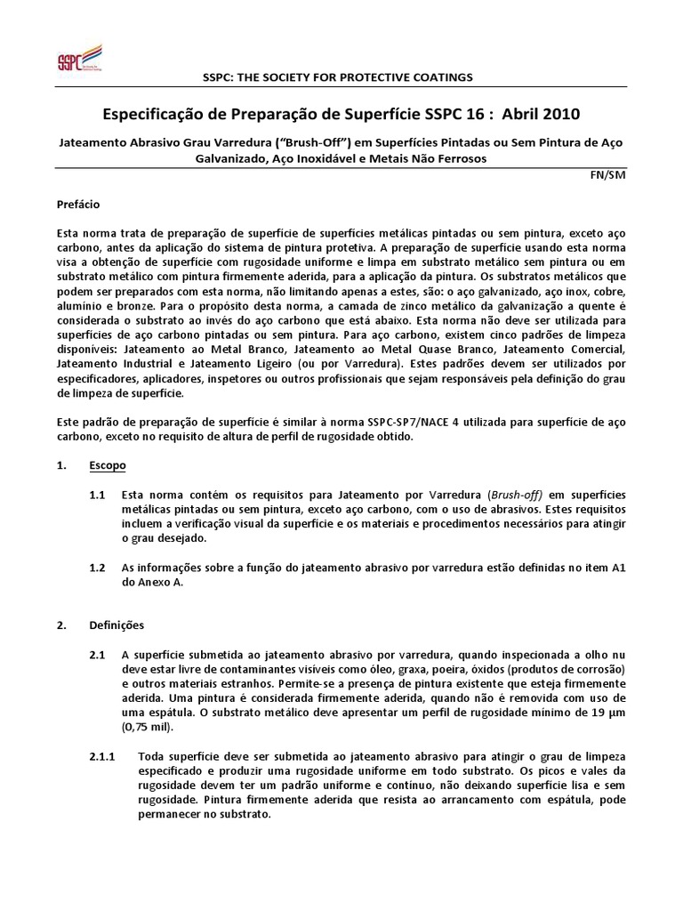 SSPC-SP 16 (P) | PDF | Galvanização | Zinco