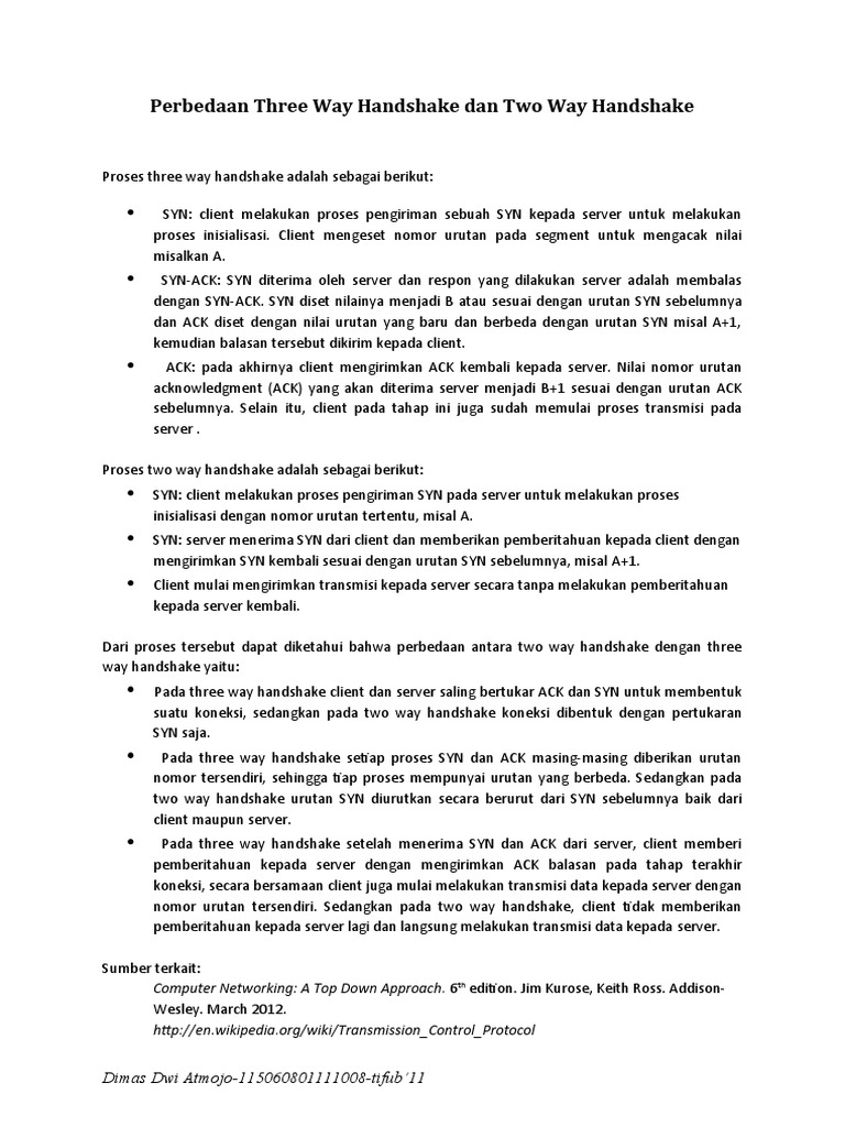 Perbedaan Three Way Handshake Dan Two Way Handshake Pdf