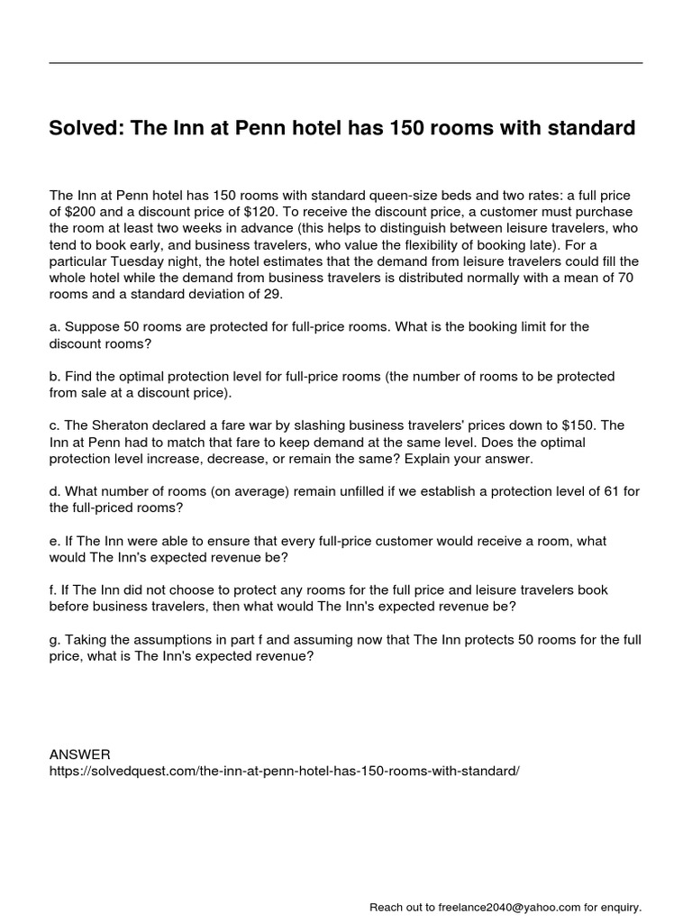 The Inn at Penn Hotel Has 150 Rooms With Standard | PDF | Inn | Hotel