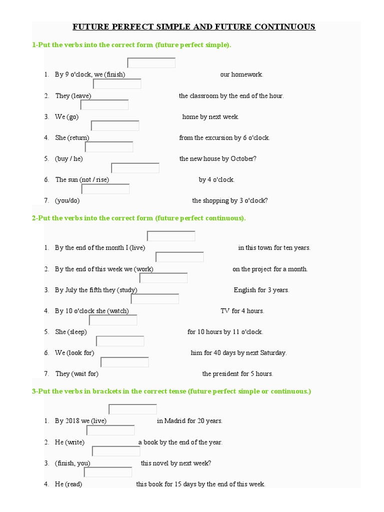 Future Perfect Simple and Future Continuous | PDF | Languages ...