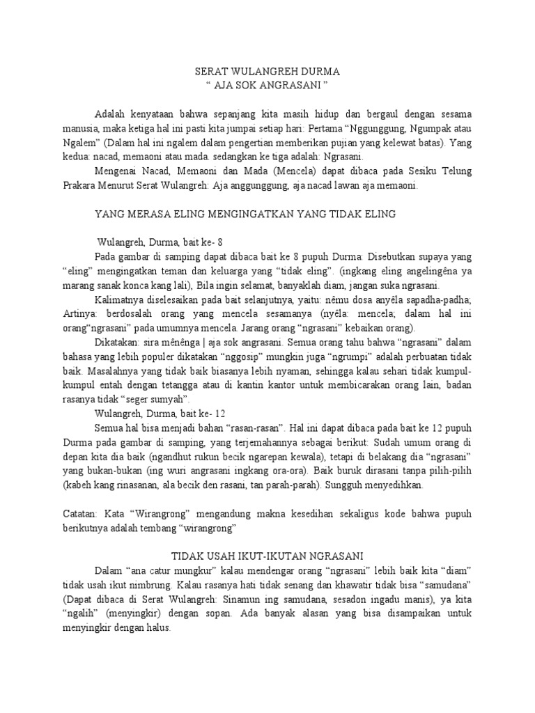 Rangkuman Bab 6 Kelas 9 Tembang Durma | PDF