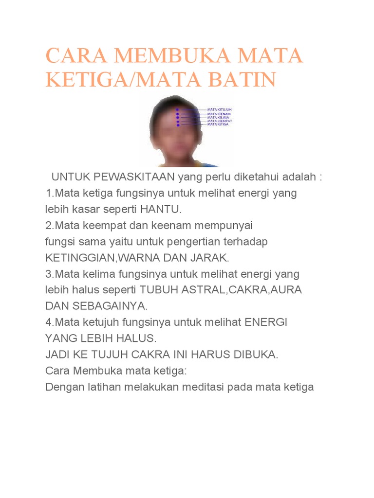 Cara Membuka Mata Ketiga Mata Batin | PDF