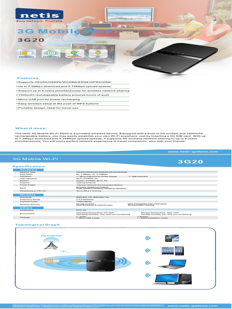 3G Modem Netis 3G20 | PDF | Wi Fi | 3 G
