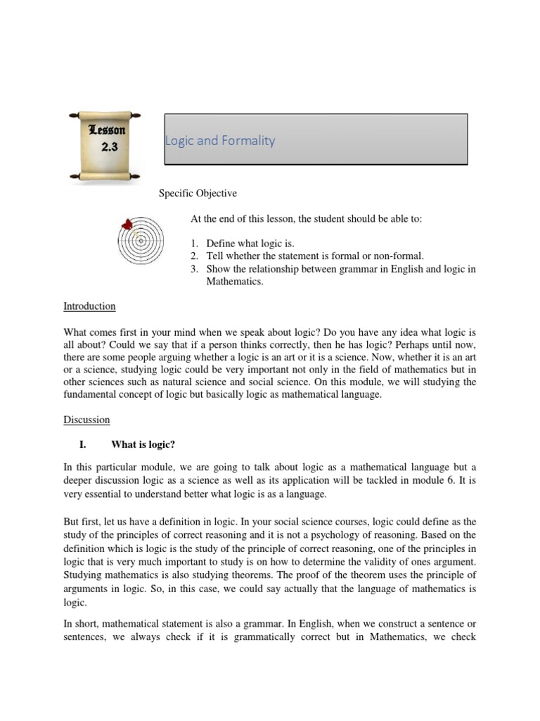 Logic and Formality: Lesson 2.3 | PDF | Theorem | Mathematical Proof