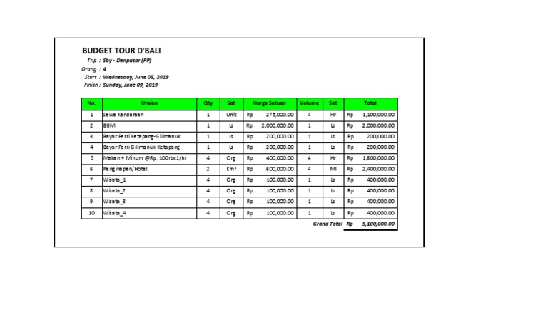Rab Tour D'bali | PDF