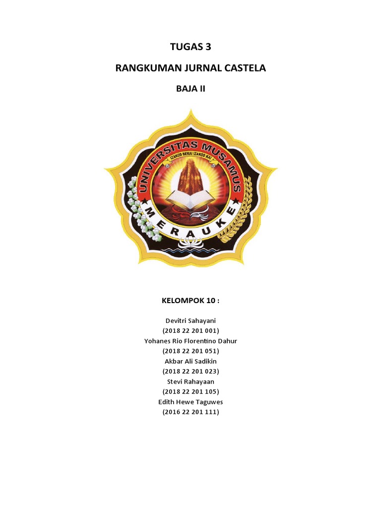 Jurnal Castella Kelompok 10 (Tugas Baja 3) | PDF | Sains & Matematika ...