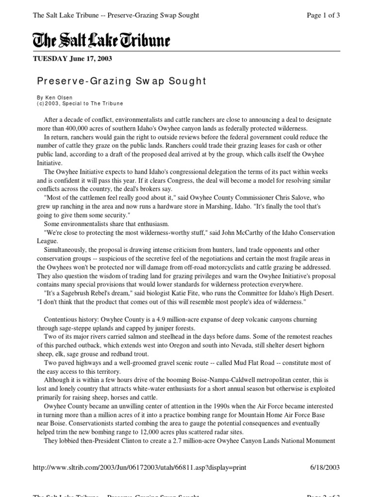 Owyhee SLT | PDF | Ranches | Wilderness