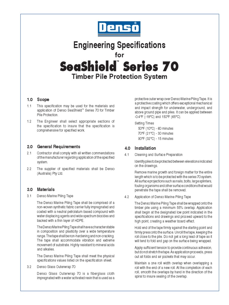 Denso SeaShield Series 70 | PDF | Deep Foundation | Fiberglass