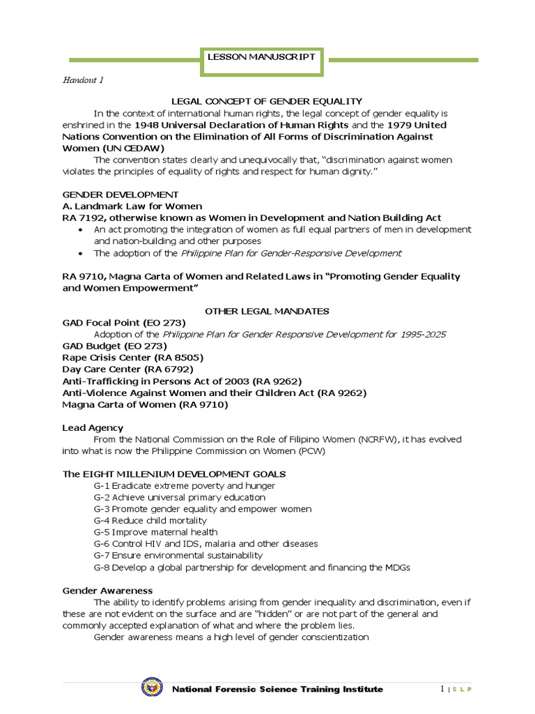 Legal Framework for Gender Equality | PDF | Gender | Gender Studies