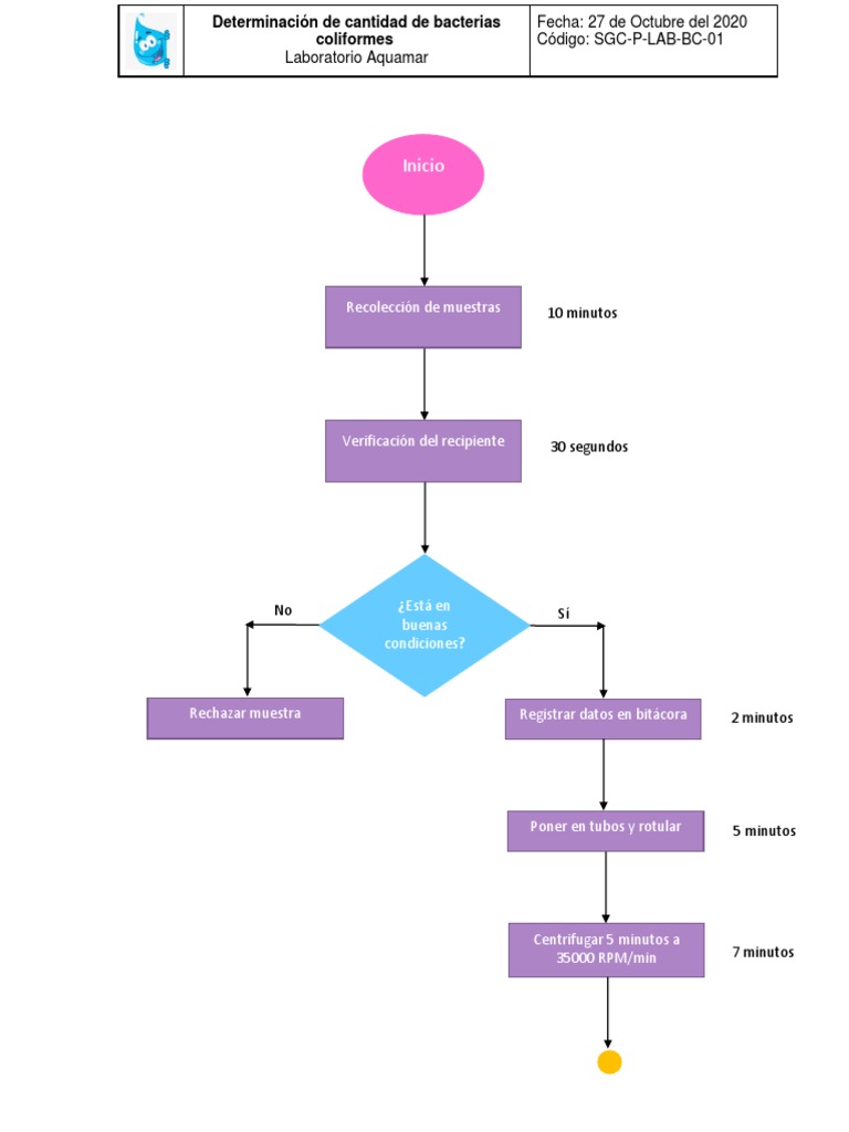 Diagrama de flujo: Bacterias coliformes | PDF | Las bacterias ...