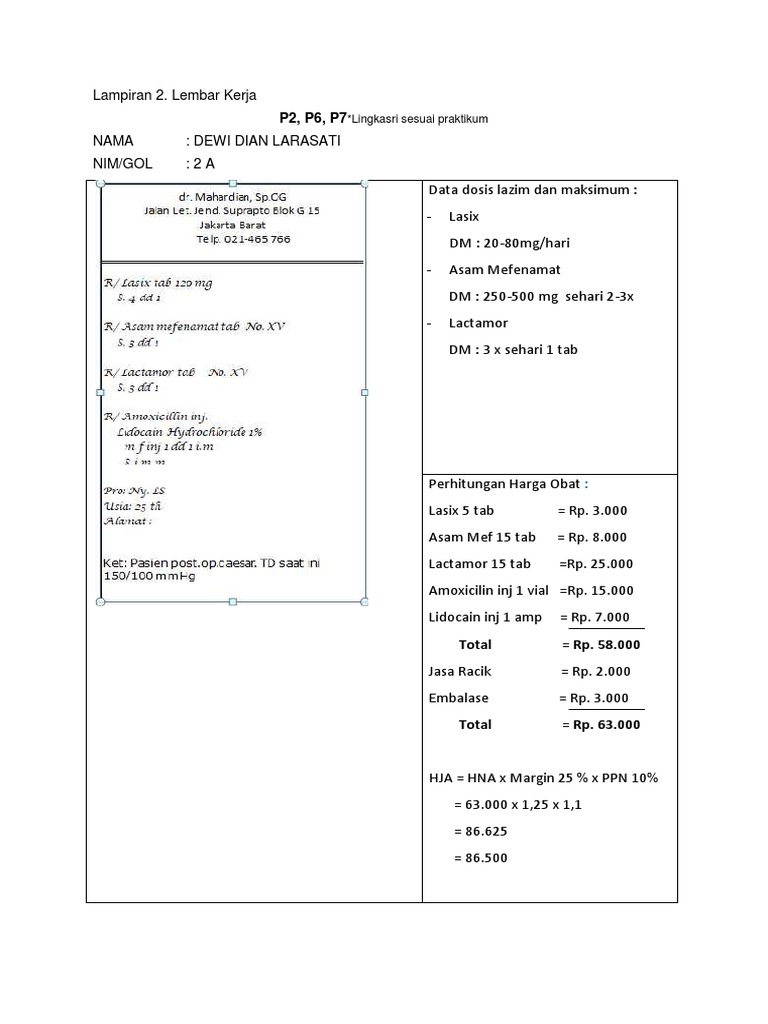Worksheet p7 - Dewi Dian Larasati - 19080120133 - IIA | PDF | Kesehatan ...