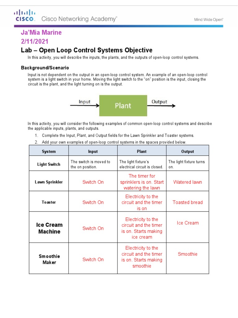 Marine 1.1.3.9 Lab - Open-Loop Control System | PDF