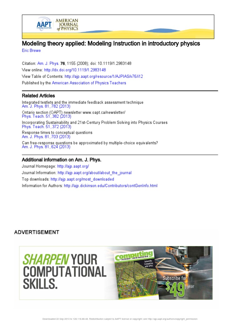 Modeling Theory Applied:2008 | PDF | Conceptual Model | Curriculum