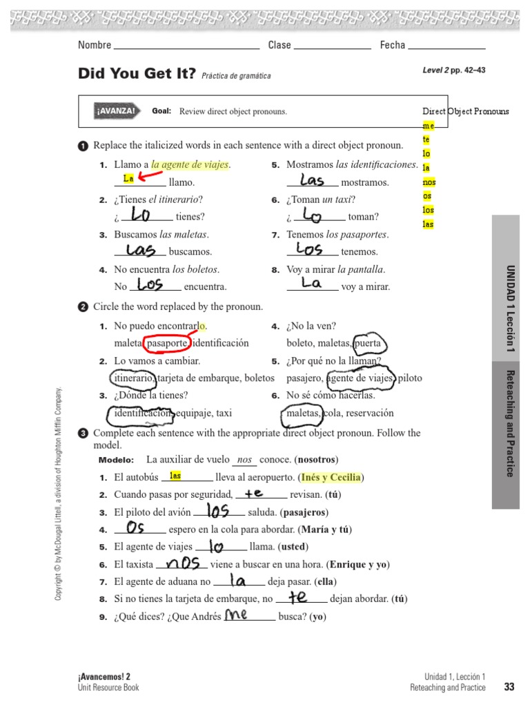 More Direct Object Pronouns Practice | PDF | Violencia | Transporte