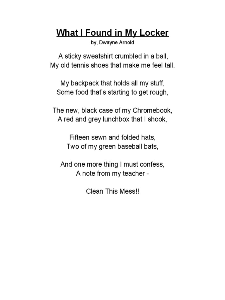 What I Found in My Locker: By, Dwayne Arnold | PDF