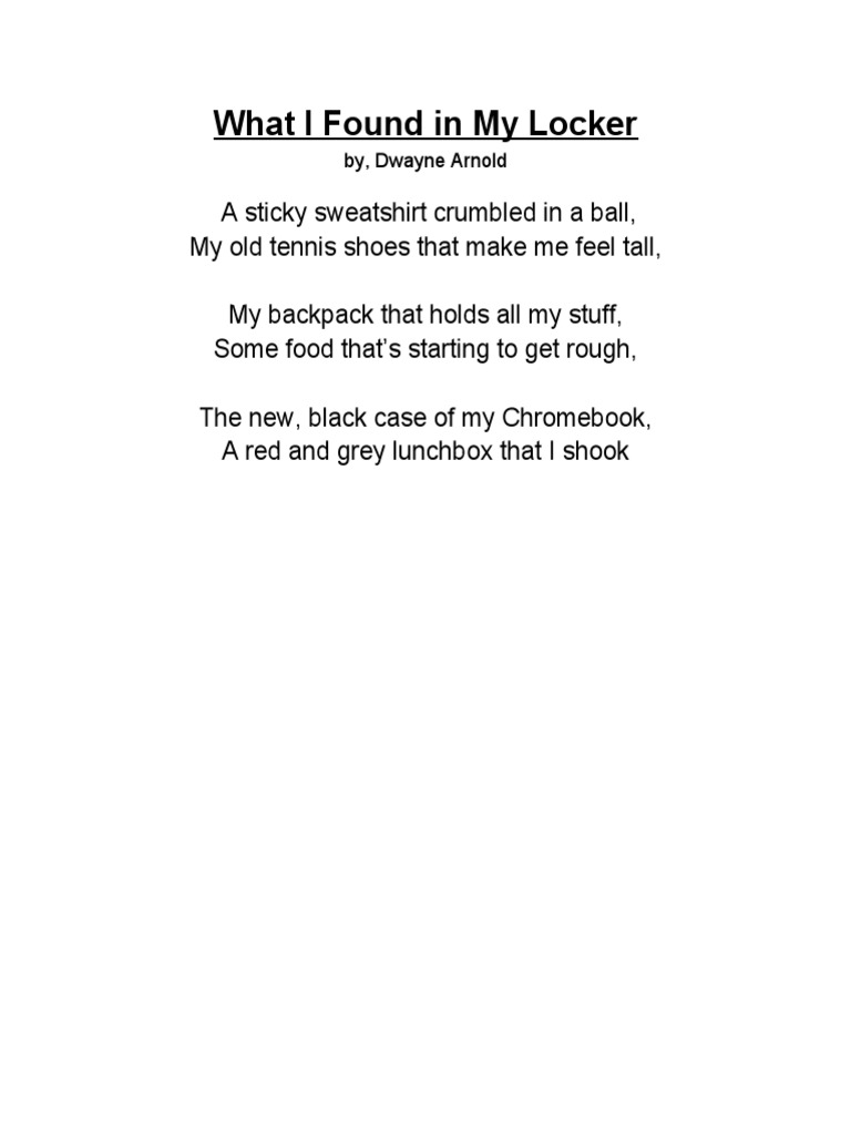 Locker Poem Part 1 | PDF