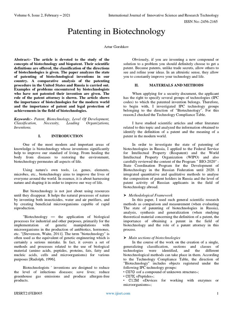 Patenting in Biotechnology | PDF | Patent | Biotechnology