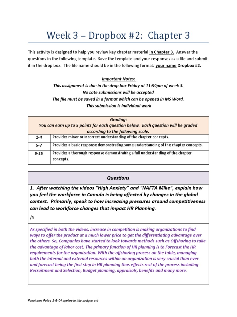 Week 3 Dropbox #2 Assignment Guide | PDF | Layoff | Labor