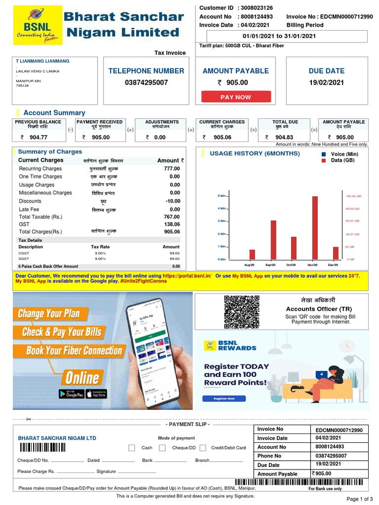 Due Date Telephone Number Amount Payable: Nwzamdvu Ewëh Eh Ma Ewëh DV ...