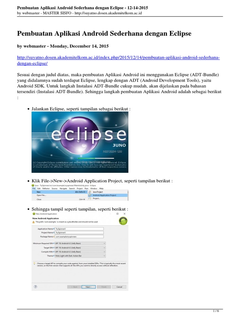 Pembuatan Aplikasi Android Sederhana Dengan Eclipse | PDF | Komputer