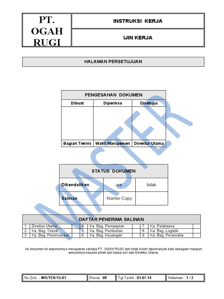 Contoh Instruksi Kerja | PDF