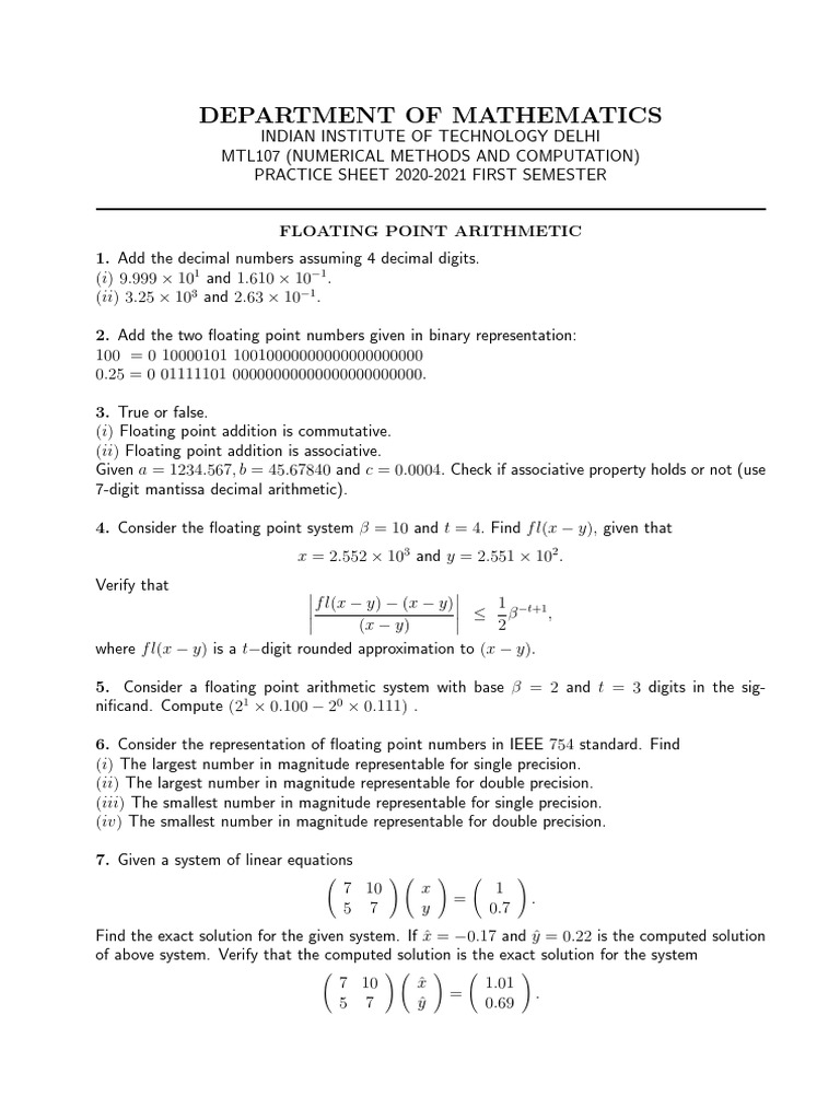 Float Practice Problem Sheet 1602094638087 | PDF | Significant Figures ...