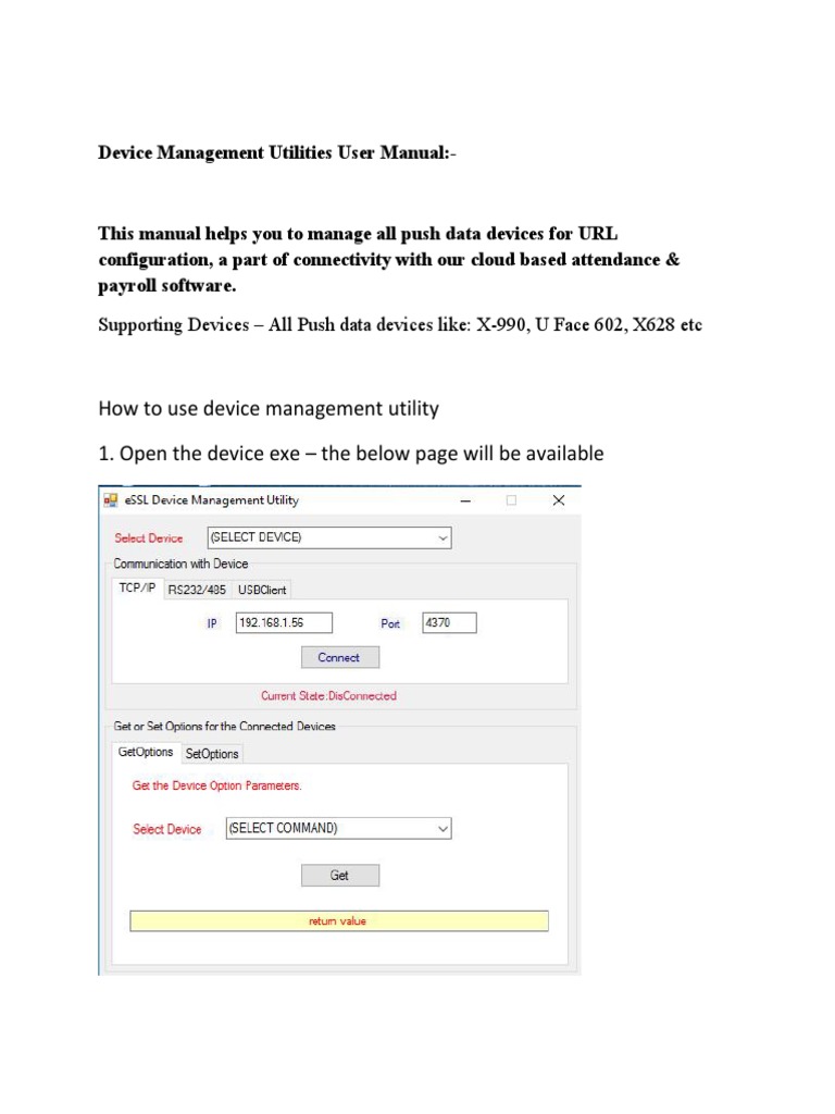 ESSL Device Management Utilities Manual | PDF | Ip Address | Port (Computer Networking)