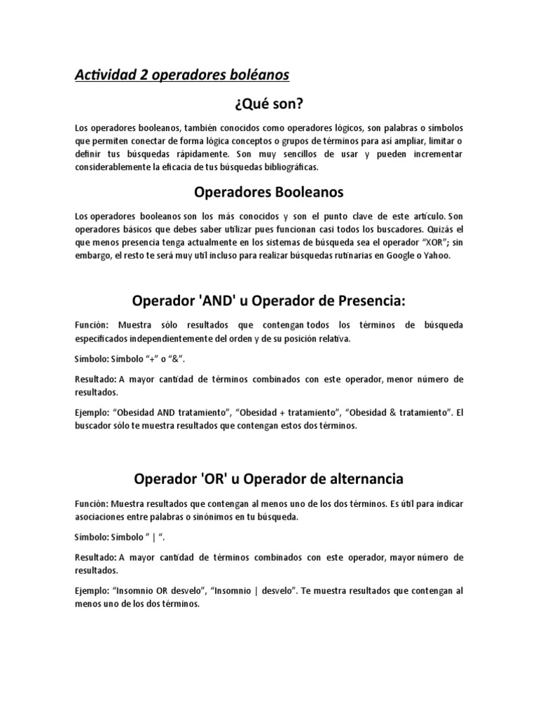 Actividad Operadores Boléanos | PDF | Puerta lógica | Enseñanza de ...