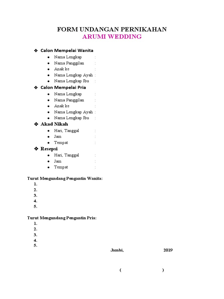 Form Undangan Pernikahan | PDF