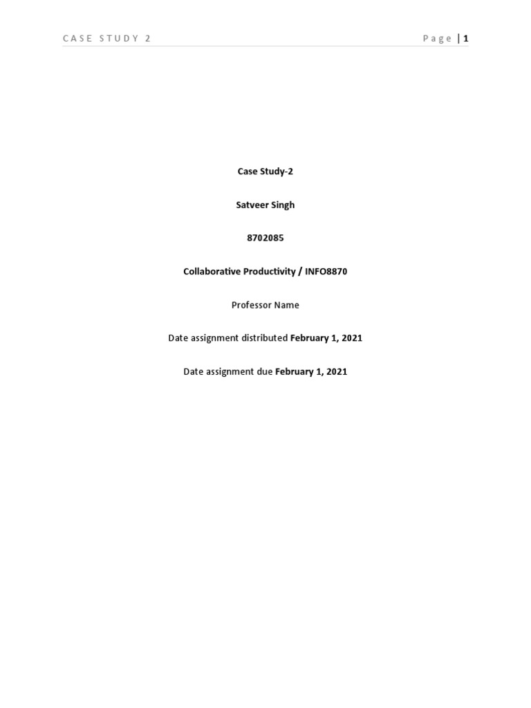 8870 CaseStudy2 SatveerSingh 01feb2021 | PDF | Business Process | Case Study