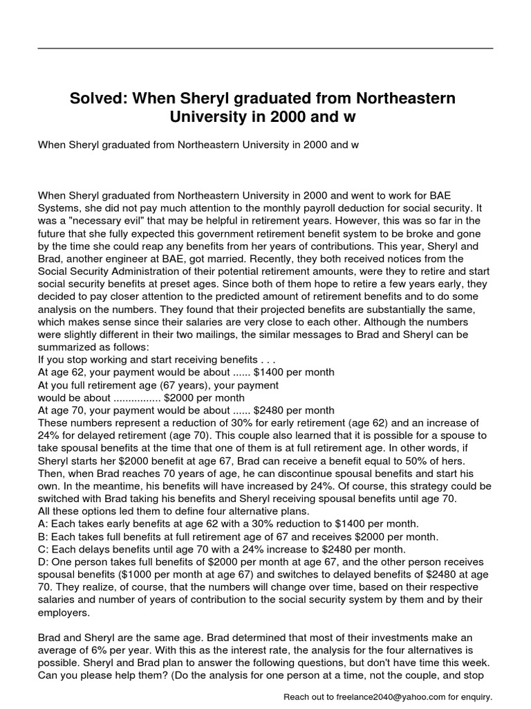 When Sheryl Graduated From Northeastern University in 2000 and W | PDF ...