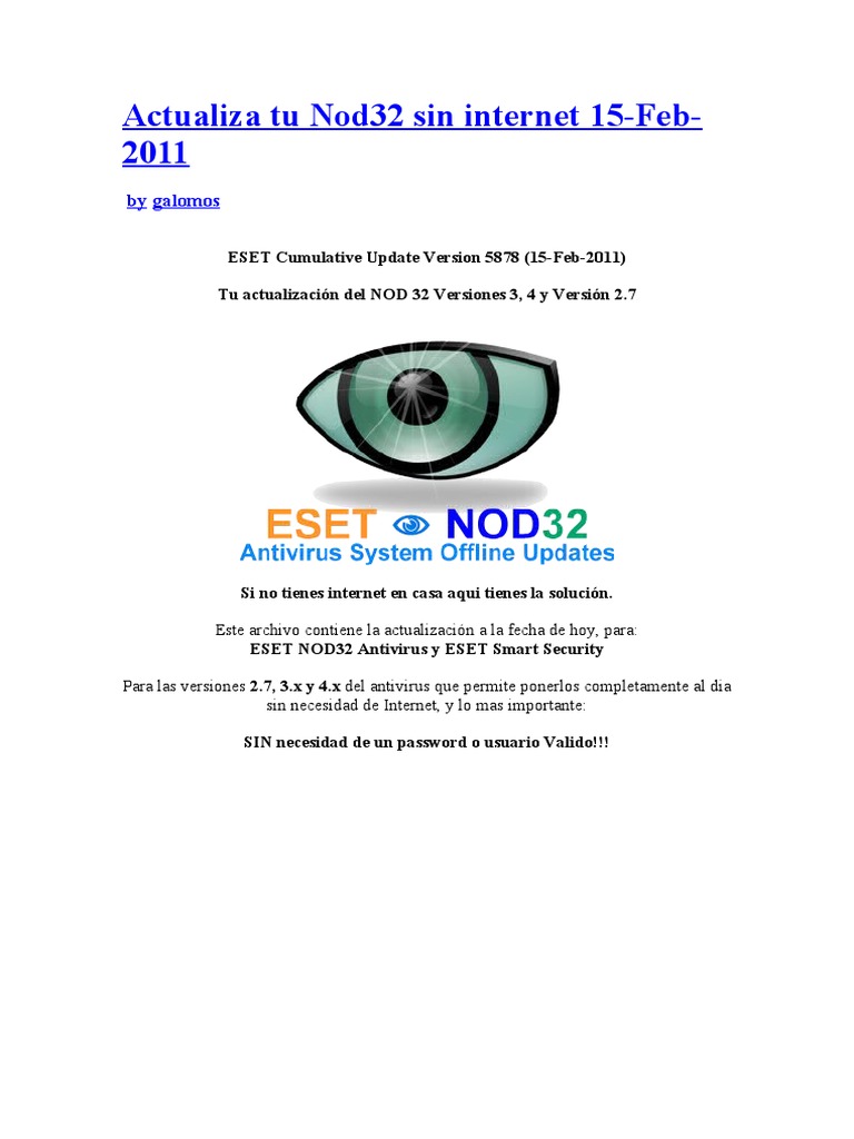 Actualiza Tu Nod32 Sin Internet 15 | PDF | Juegos y actividades | Tecnología