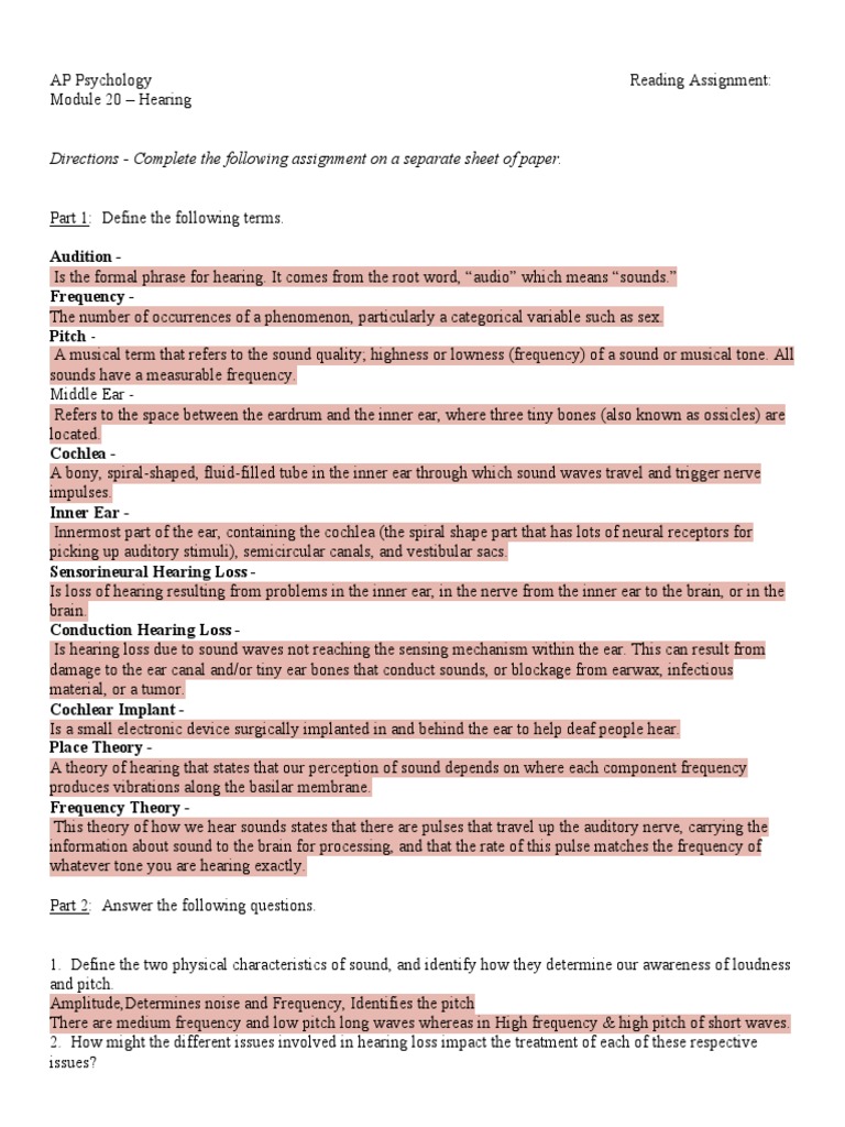 Module 20 Reading Assignment | PDF | Hearing | Ear