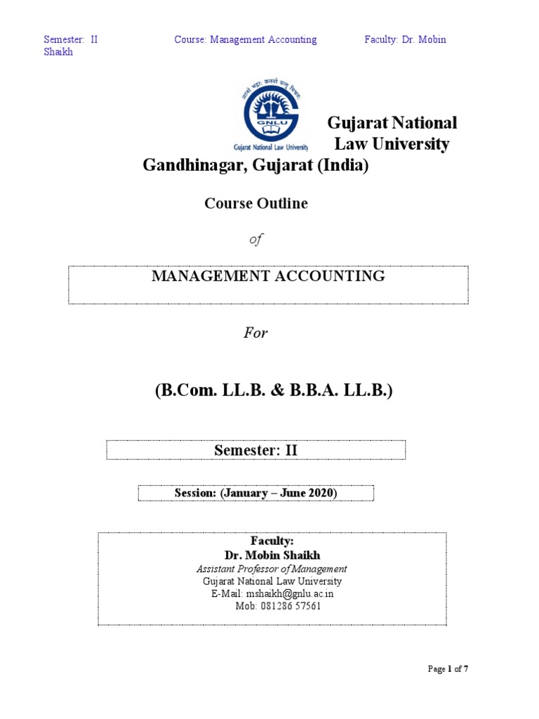 Course Outline (Tentative) - Manac - 2020 | PDF | Management Accounting ...