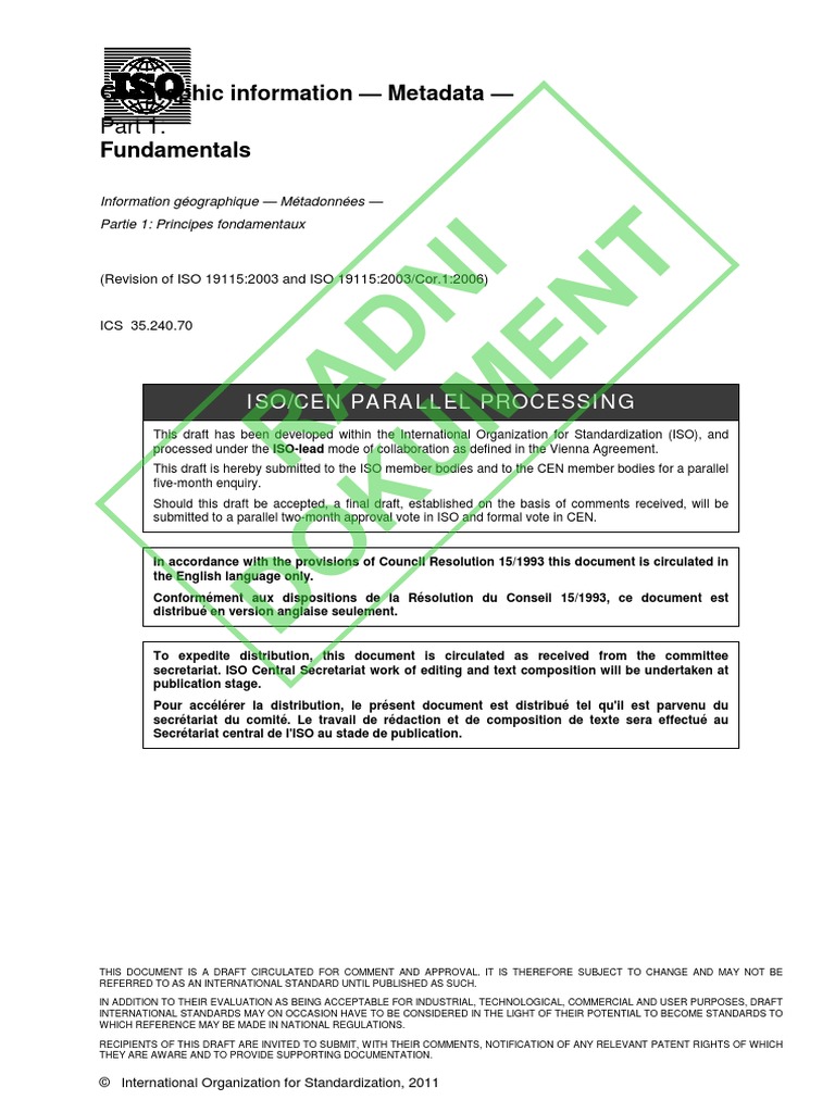 Iso Dis 19115-1 (E) | PDF | Metadata | Geographic Information System