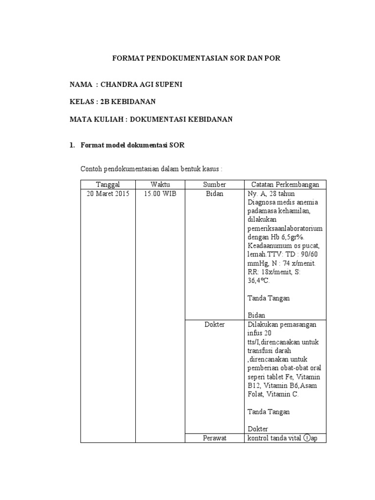 Format Pendokumentasian Sor Dan Por | PDF