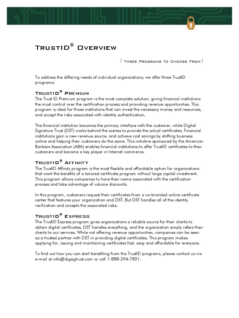 TrustID Overview | PDF | Business | Finance & Money Management